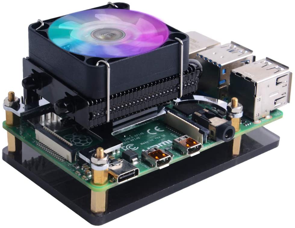 Raspberry Pi 4 Fan, Raspberry Pi Low-Profile CPU Cooler with RGB ...
