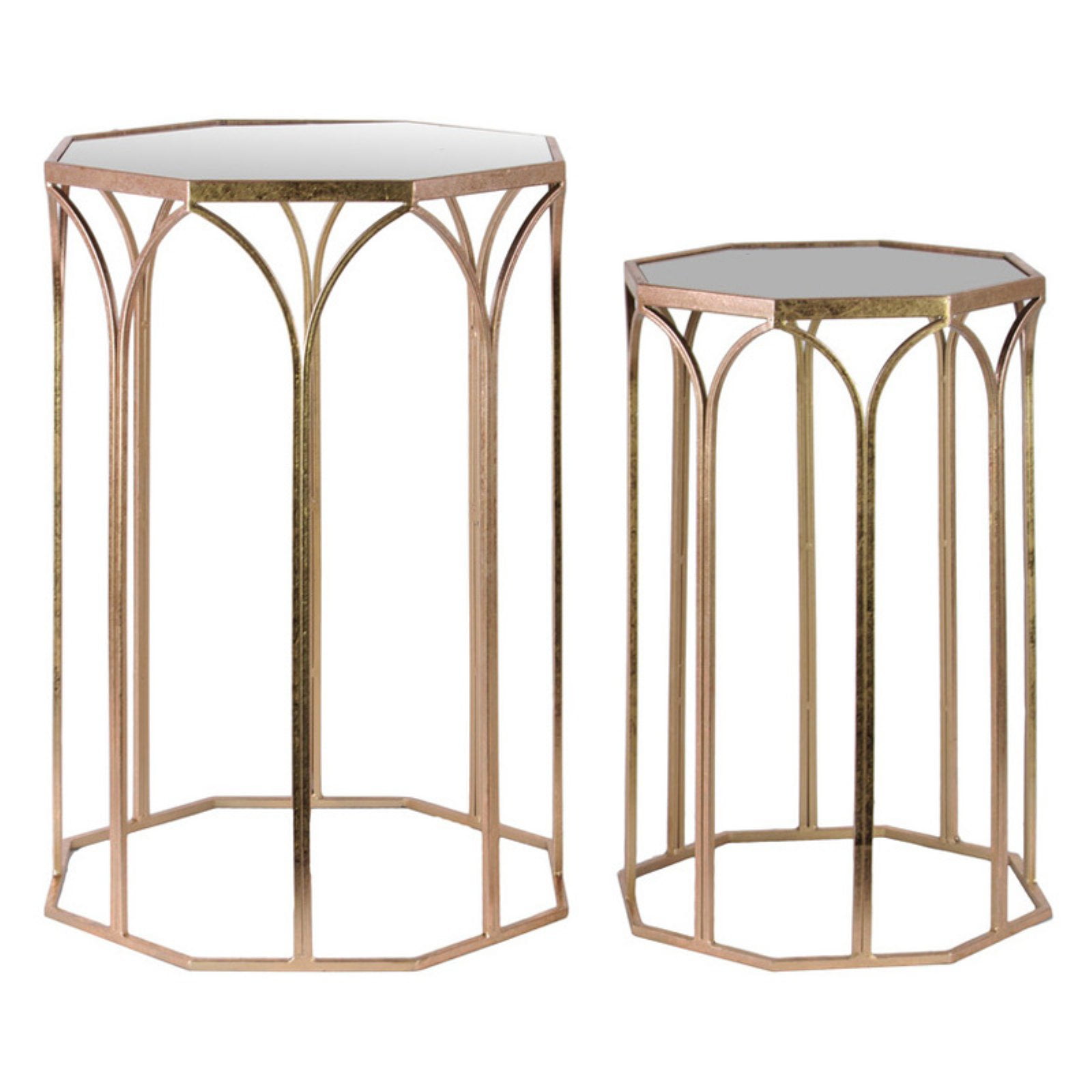 UTC39515 Metal Octagonal Nesting Accent Table with Mirror Top and ...