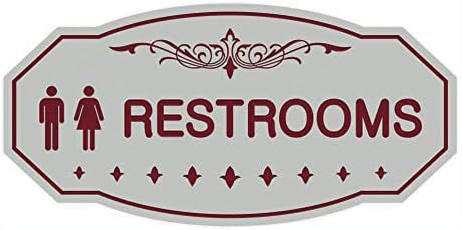 victorian unisex restroom sign (light grey/burgundy) - small - Walmart.com