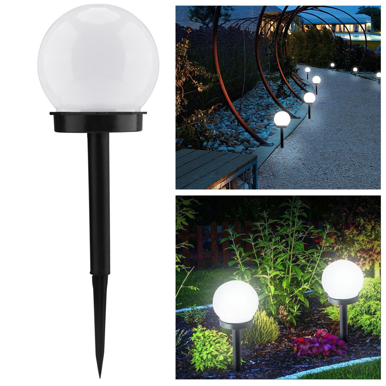 Innens Outdoor LED Solar Round Ball Light Garden Yard Patio Ground Lawn ...