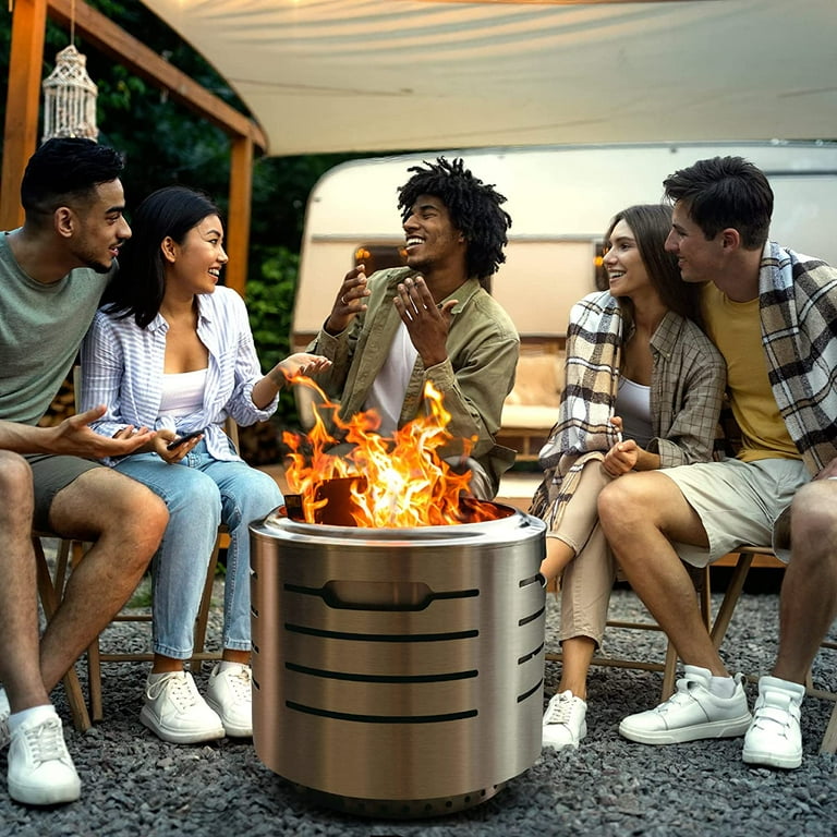 DEVOKO Stainless Steel Smokeless Fire Pit, Outdoor Chiminea, 44% OFF
