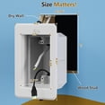 1-Pack 1-Gang Recessed Outlet Box for Wall Mount TV, Fits 1/2-Inch ...