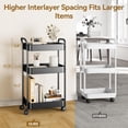 3-Tier Metal Rolling Cart, Sturdy Storage Utility Carts with Wheels ...