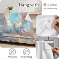 Blue Gray Coastal Small Cabinet Curtains 10"W x 11"L, Oil Painting ...