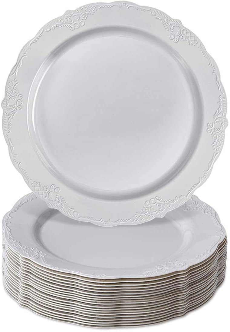 Vintage Design Disposable Salad Plates For Party (10 Pc) Heavy Duty ...