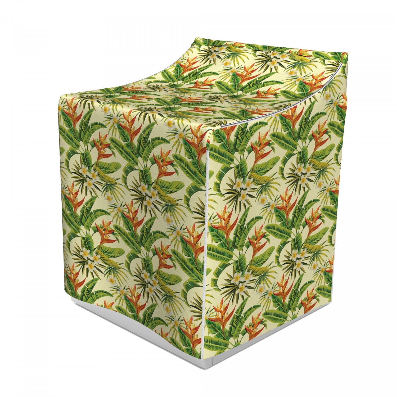 Tropical Washer Cover, Exotic Plumeria Flowers and Palm Tree Leaves on ...