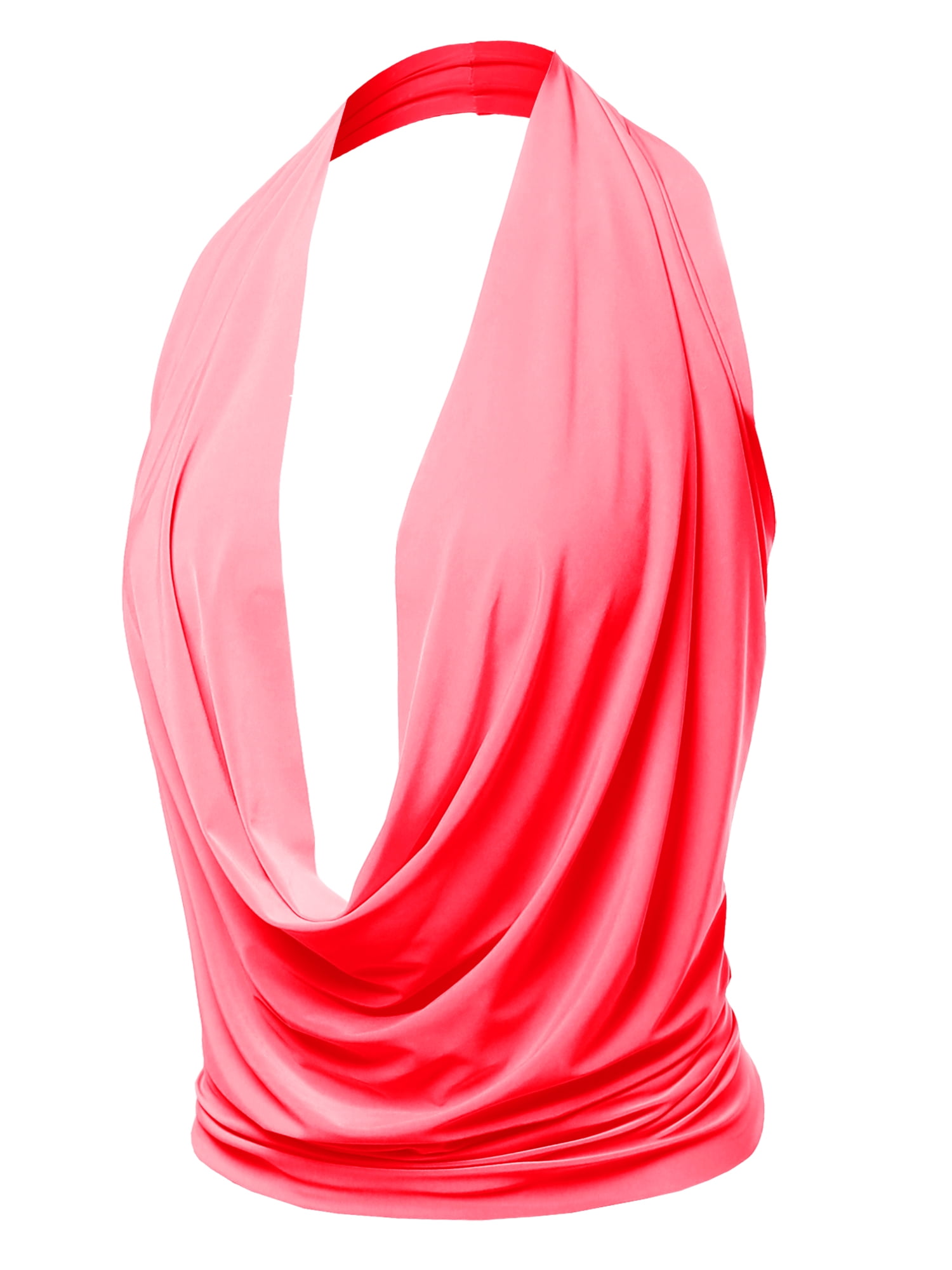 A2Y Women's Sexy Drape Front Deep V-Neck Cowl Neckline Halter Backless ...