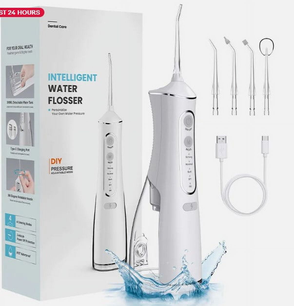 Water Flosser Cordless Water Pick 300ml 4 Mode Dental Oral Irrigator 5 ...