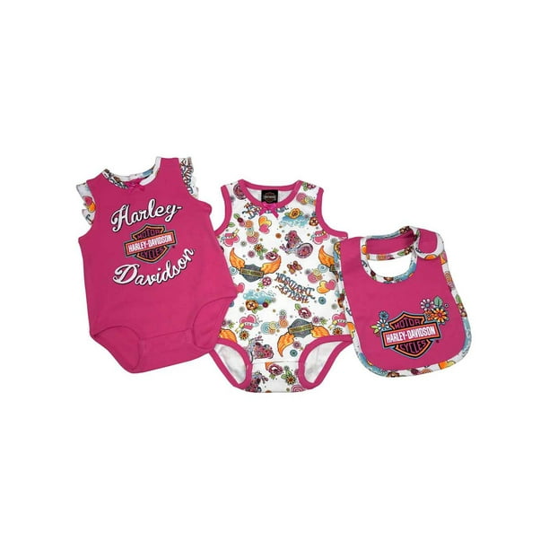 Harley-Davidson Baby Girls' 2 Piece Newborn Creeper Set w/ Bib 3002717 ...