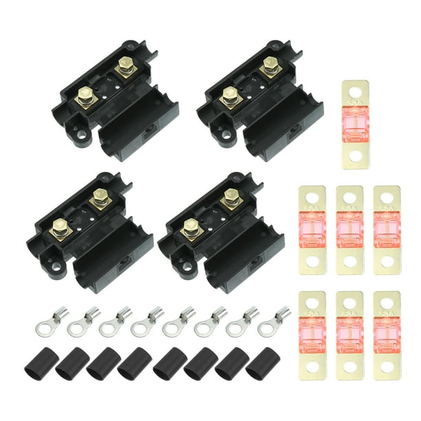 50A Fuse Kit 4 ANS Holders 7 x 50 AMP Fuses 8 x Heat Shrinks 8 x Cable ...