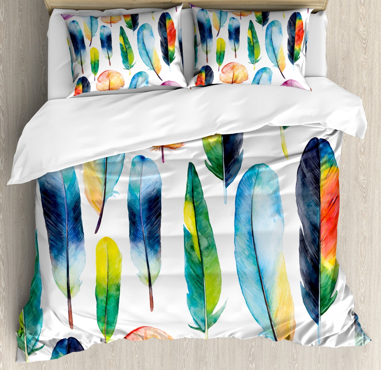 Colorful Duvet Cover Set, Watercolor Design Abstract Modern Bohemian ...