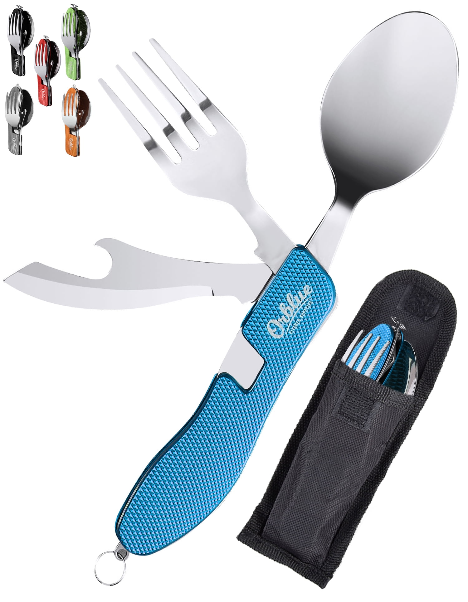 Orblue 4-in-1 Camping Utensils, 2-Pack, Portable Stainless Steel Spoon ...