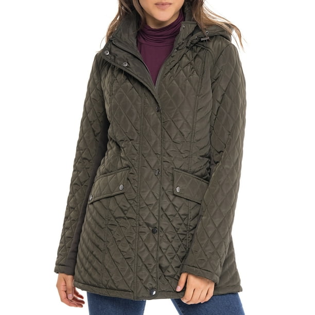 S.E.B. by Sebby Quilted Jacket with Detachable Hood (Women’s) - Walmart.com