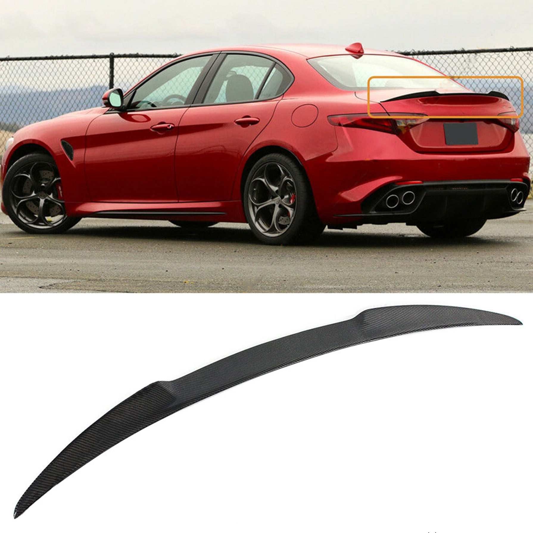 munirater Rear Trunk Spoiler Black Carbon Fiber Replacement for 2017 ...