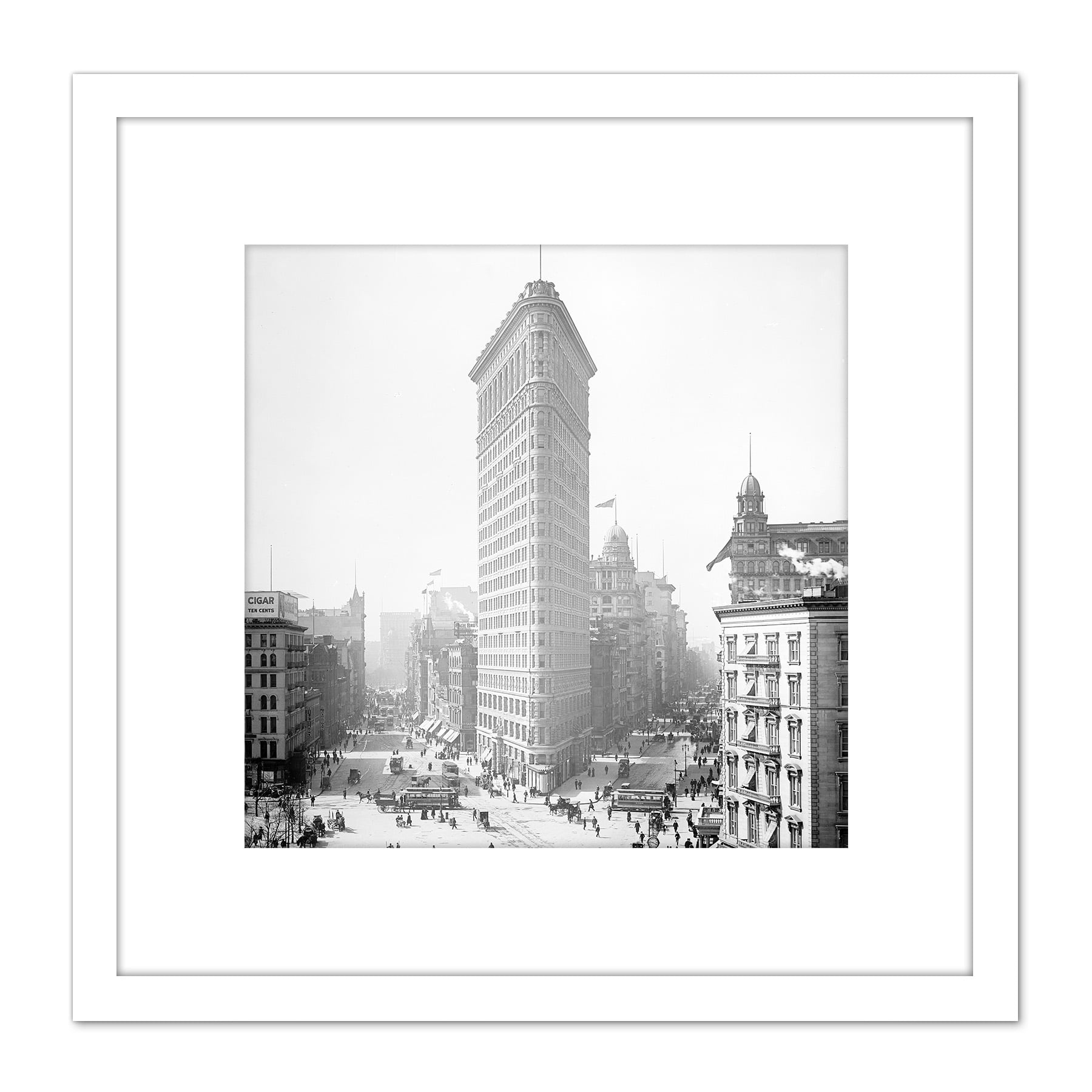 New York Flat Iron Building Vintage Photo 8X8 Inch Square Wooden Framed ...