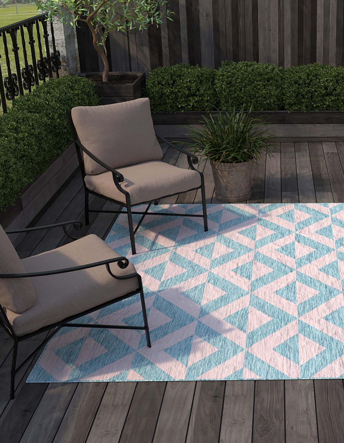 Rugs.com Jill Zarin Outdoor Collection Rug – 13' Square Pink And Aqua ...