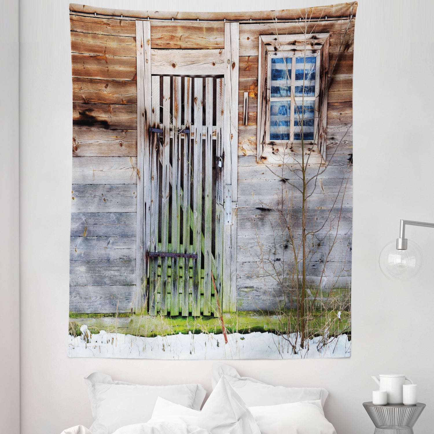 Prehistoric Country Tapestry, Retro Neglected Old Farmhouse Rustic ...