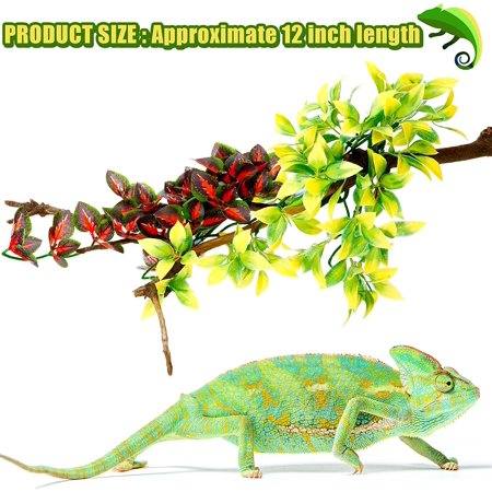 4 Pieces Artificial Reptile Plants Lifelike Reptiles Terrarium Leaves ...
