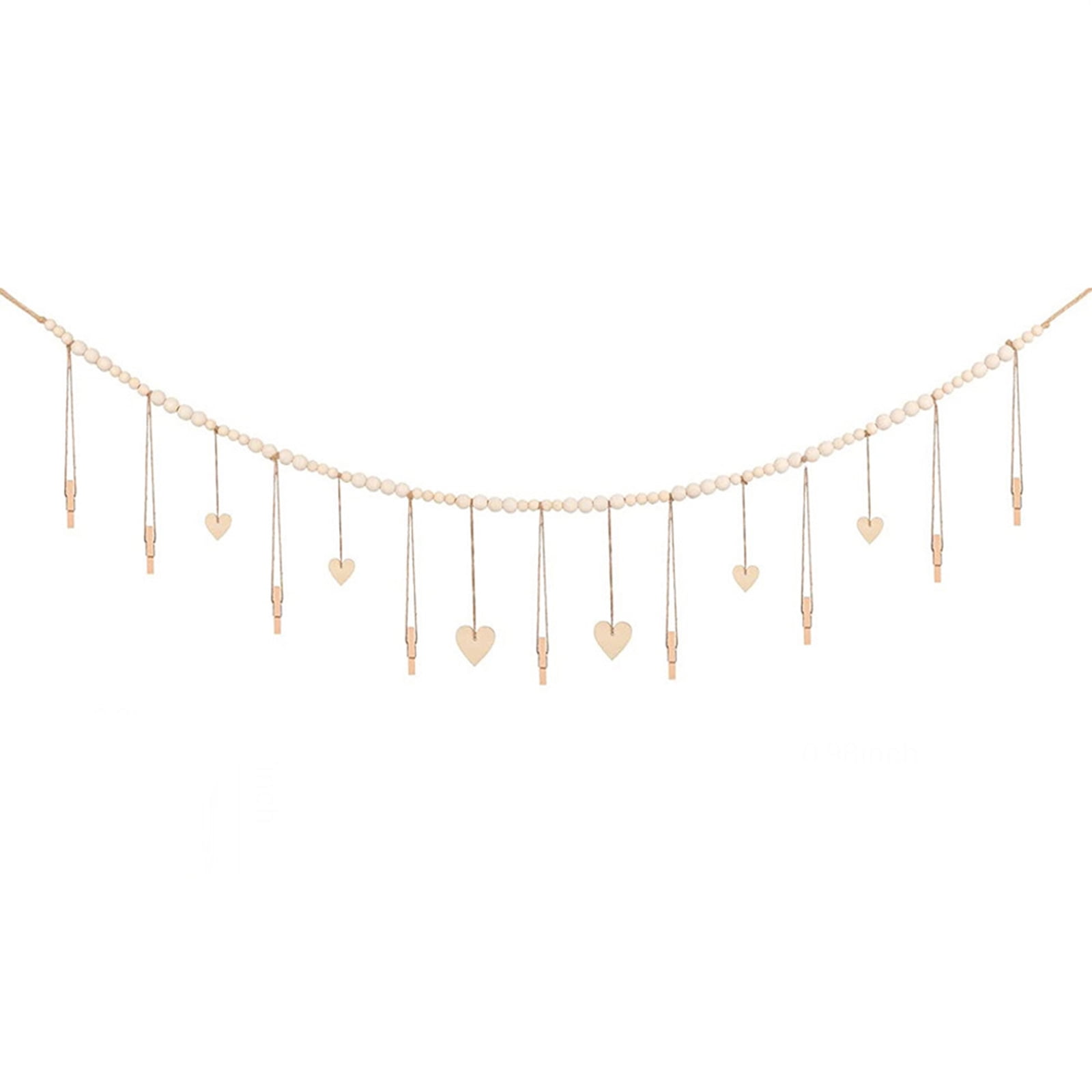 Wooden Bead String Hanging Photo Storage Tassel String 54.3in Length ...