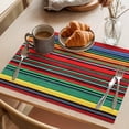 Boho Red Stripes Placemats Set of 8, Cotton Linen Fabric Place Mats ...