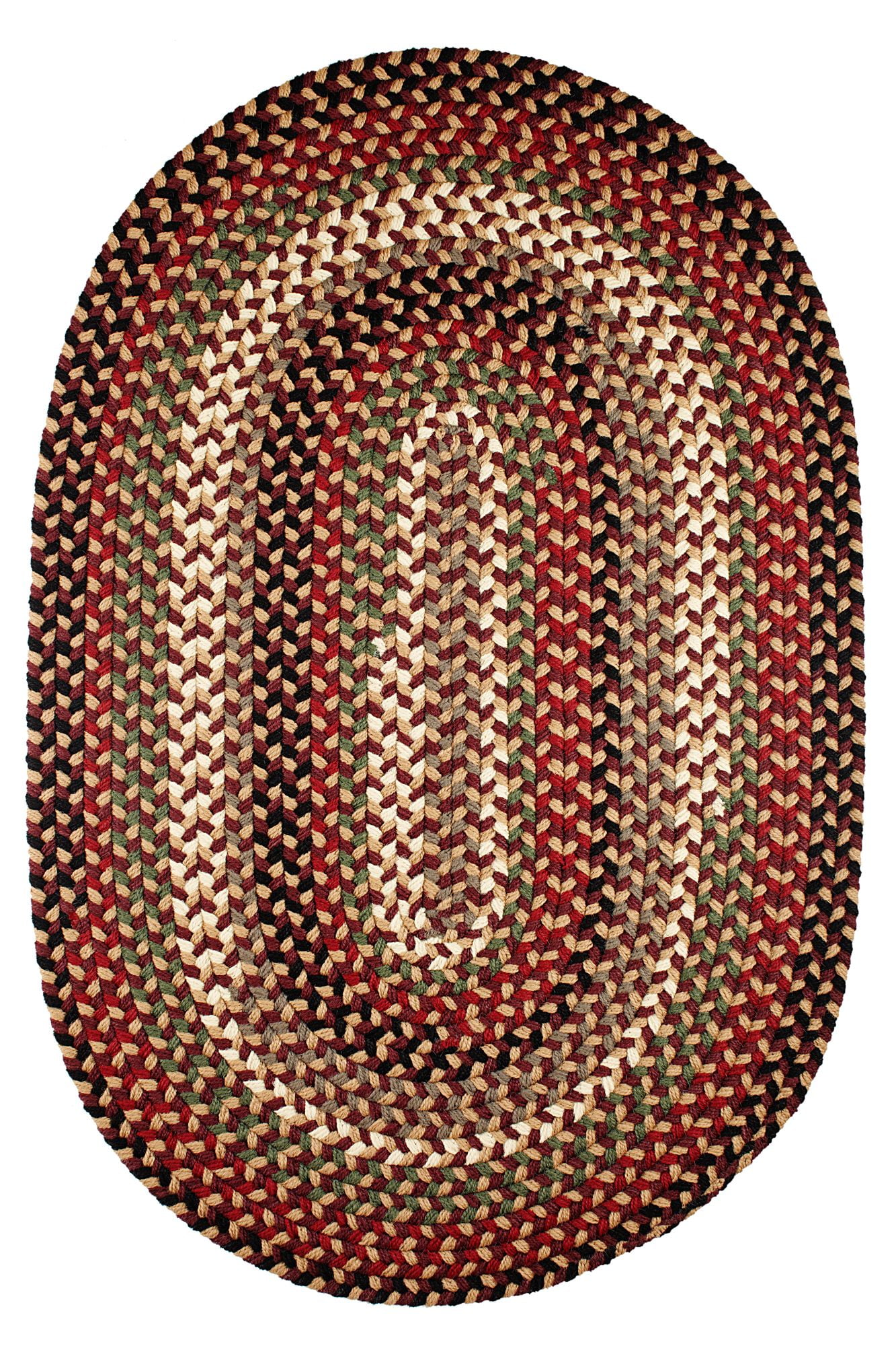 Colonial Red Area Rug, Braided Textured Design, 7Ft. X 9Ft. Oval ...