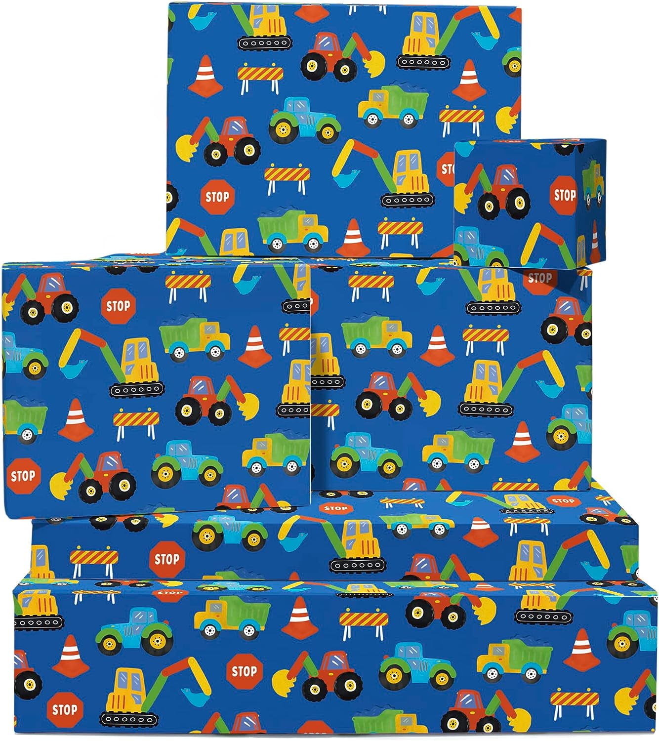 Boys Wrapping Paper - 6 Sheets of Gift Wrap with Tags - Tractor ...