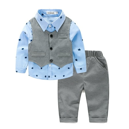 New Style Newborn Baby Gentlemen Boy 3pcs Shirt+Vest+Casual Pants ...