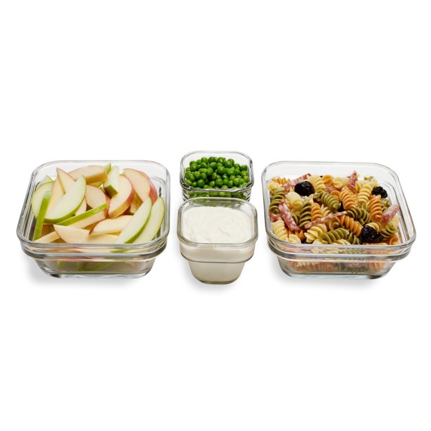 Libbey Stack It Small Glass Storage Containers with Lids, Set of 4 ...