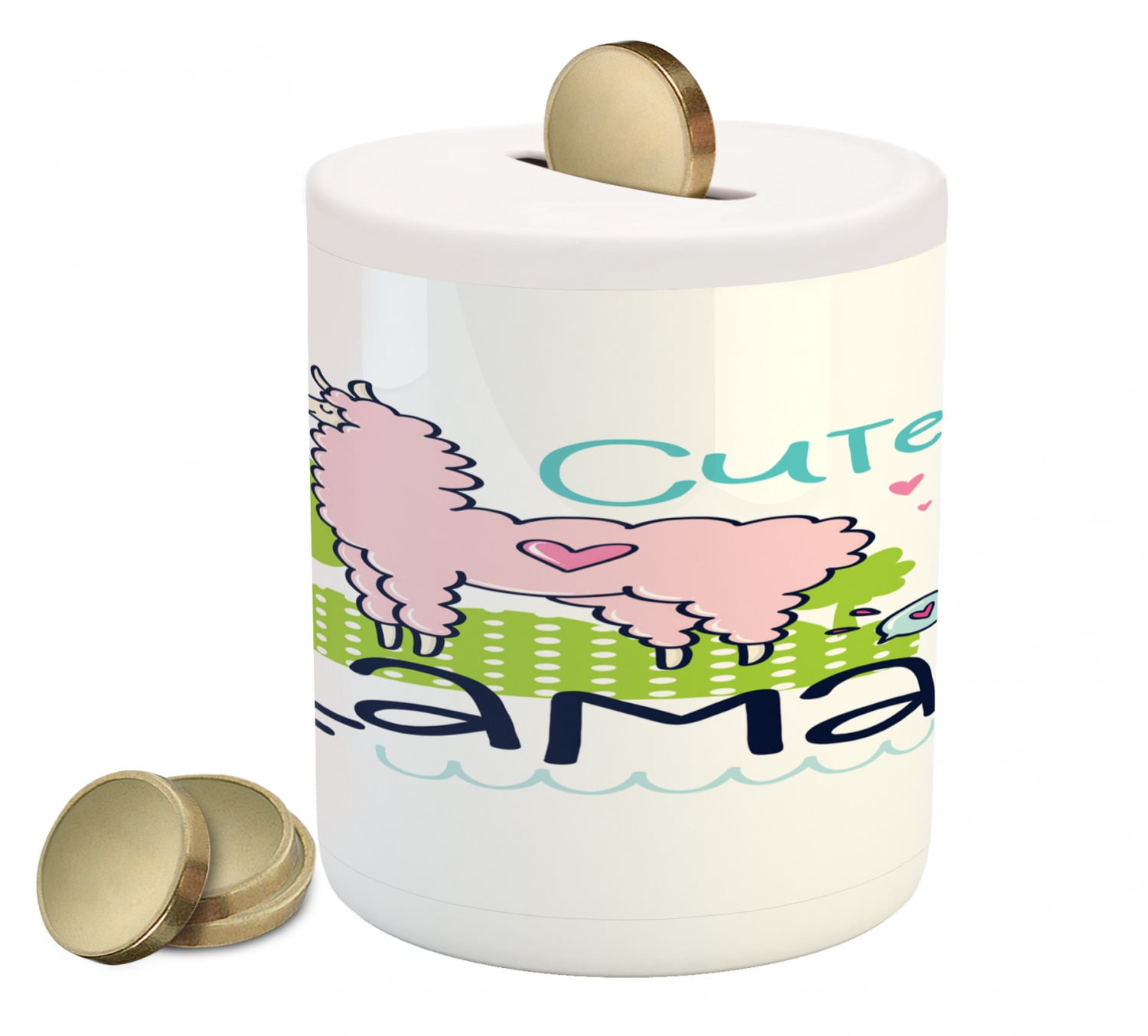 Llama Piggy Bank, Llama Pattern with Abstract Color Palette Cartoon ...