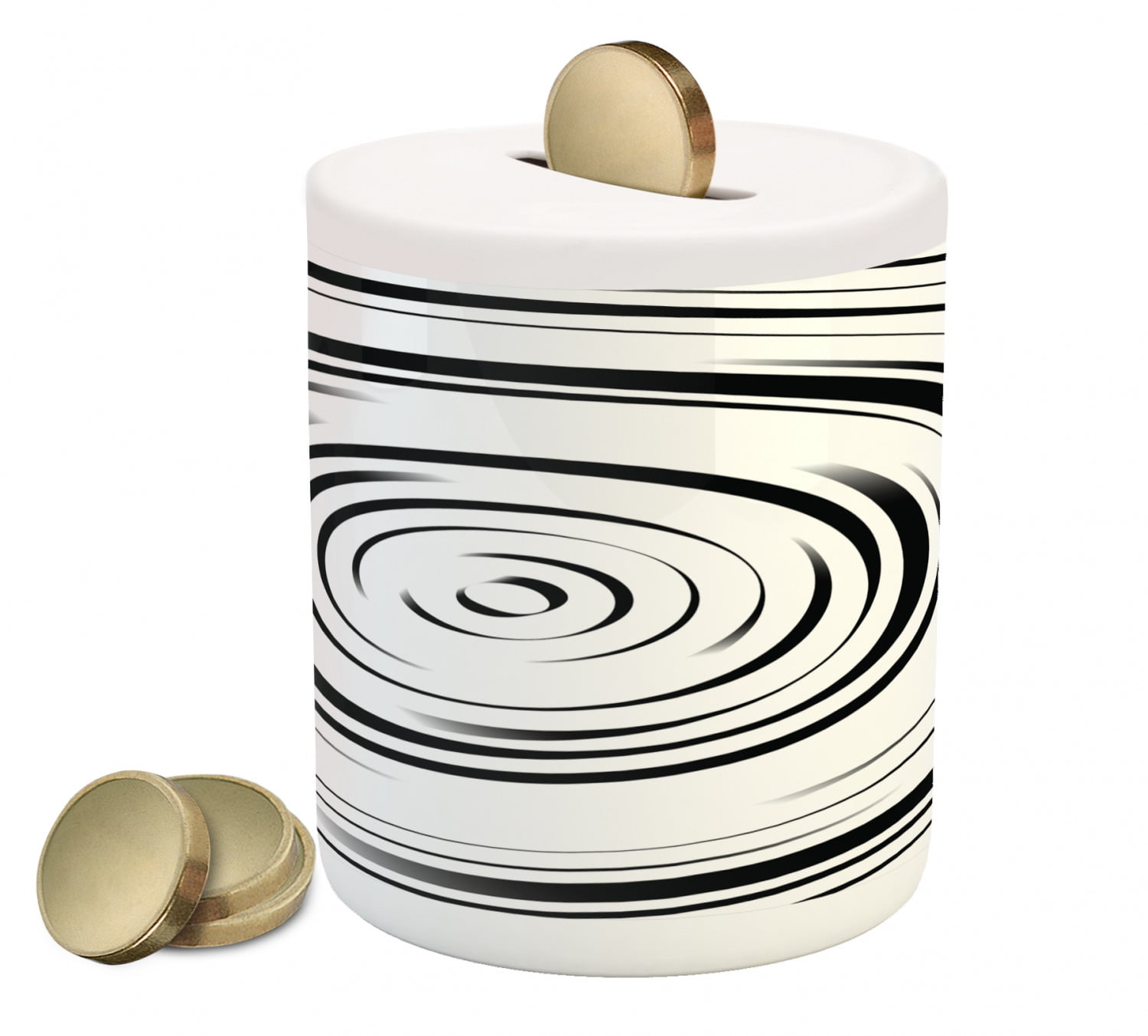 Spires Piggy Bank, Hypnotic Radial Concentric Interlace Circles with ...