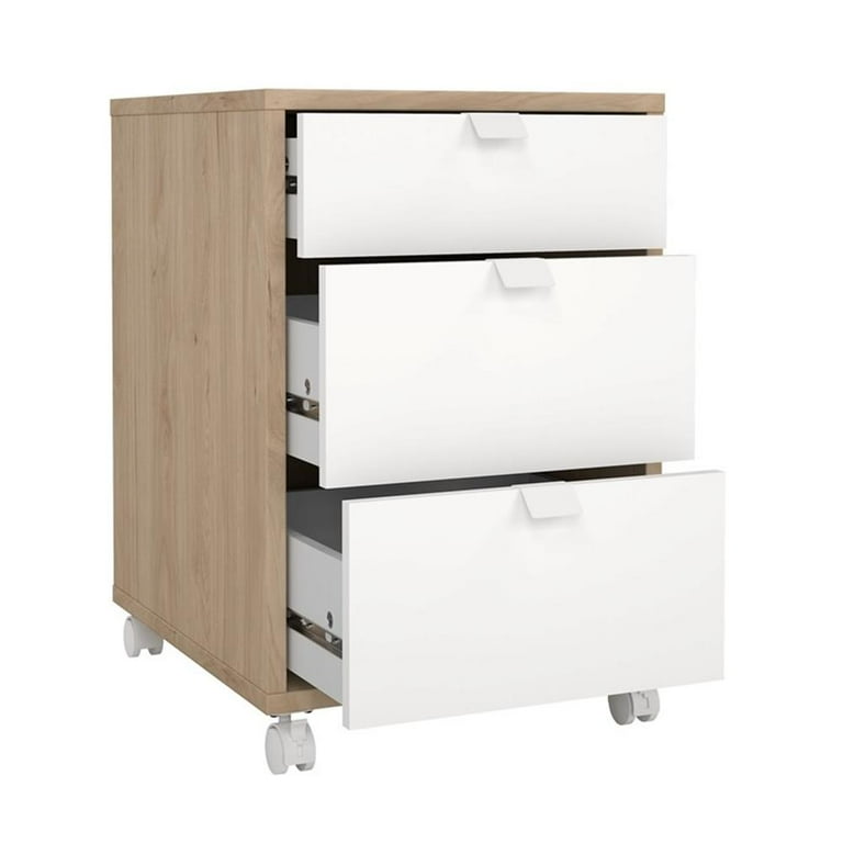Tvilum Sign Mobile Cabinet with 3 Drawers Jackson Hickory and White