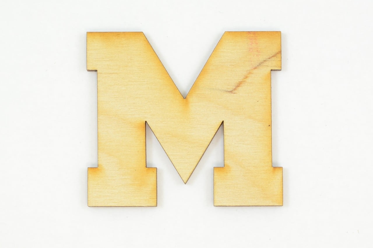 1 Pc, 5 Inch X 1/4 Inch Thick Collegiate Font Wood Letters M Easy To ...