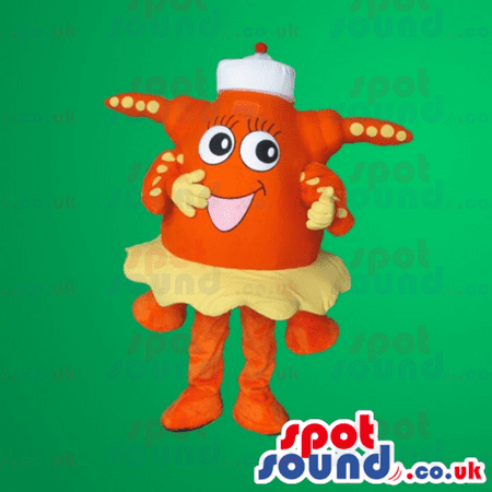 Orange And Yellow Fish SPOTSOUND Mascot With A Hat And Cute Eyes ...