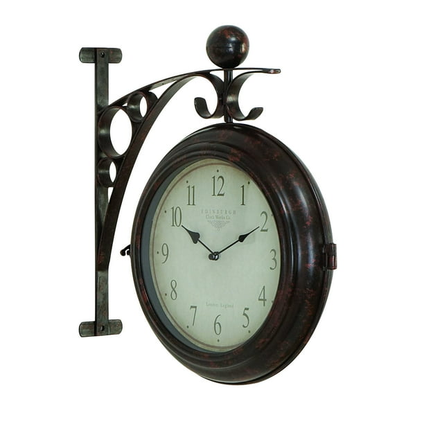 Metal Wall 2 Side Clock Designed With Antique Look - Walmart.com