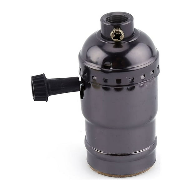 Retro E27 Bulb Stand Lamp Holder Socket Pearl Black With Switch No Wire ...