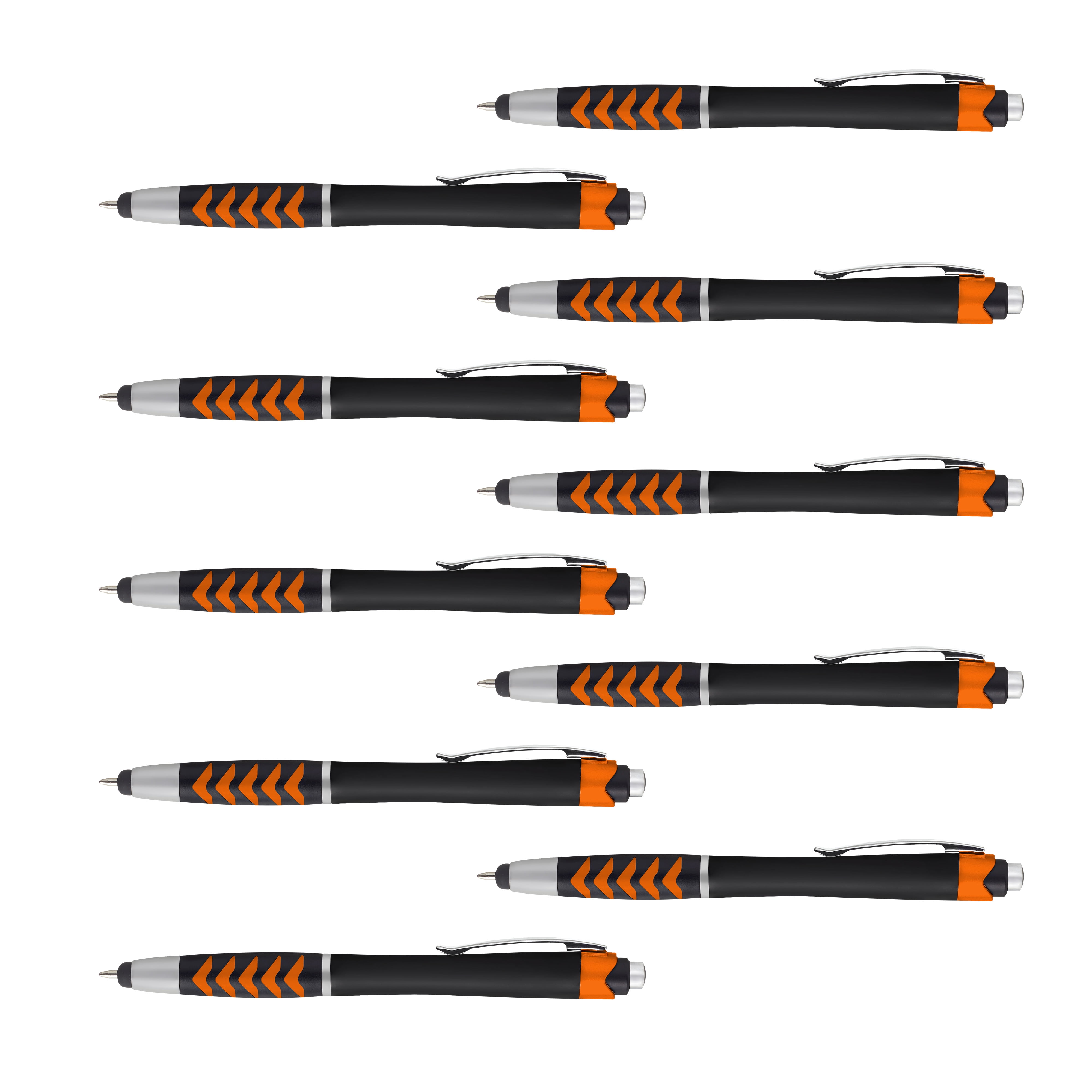 10 Plastic Arrow Stylus Pens Pack - Two tone, Ballpoint - Orange ...