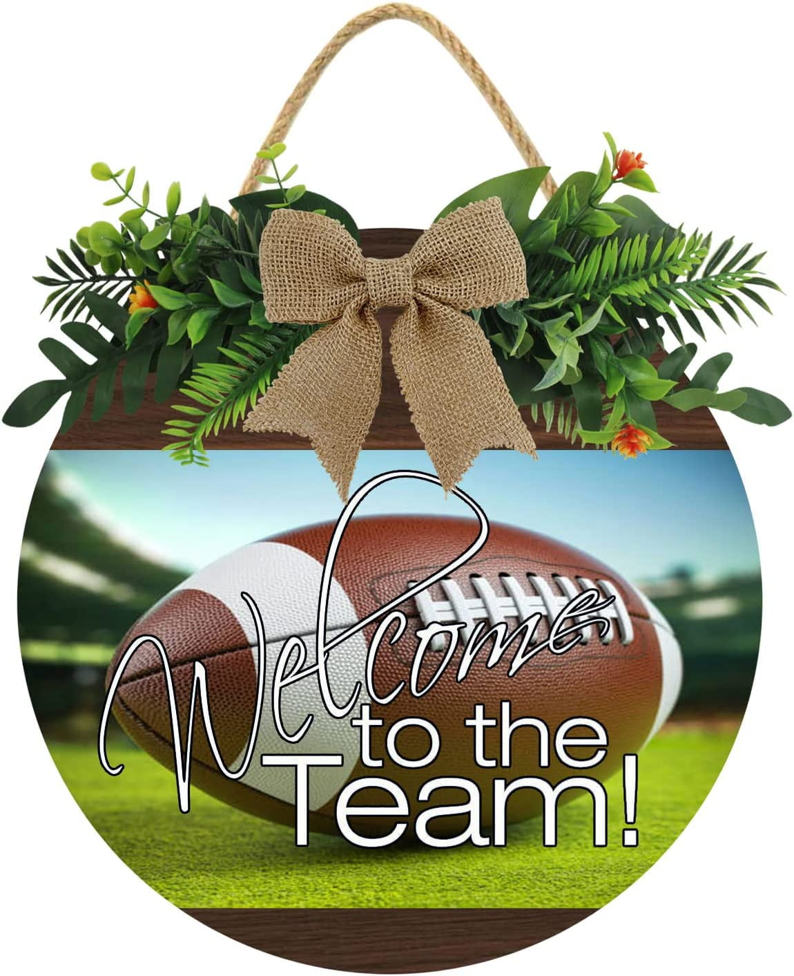 Eveokoki 12" Football Sign Welcome To The Football Team Round Hanging ...