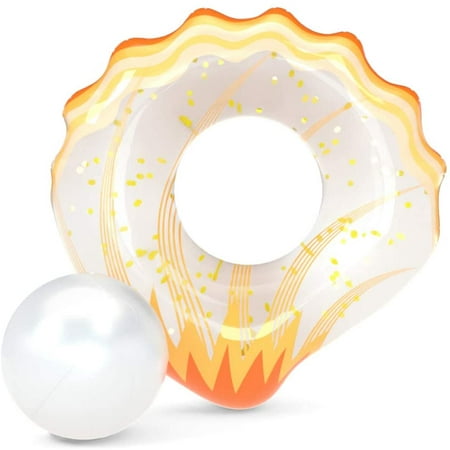 HTCM Inflatable Seashell Pool Float Sea Shell Floatie with Ball Water ...