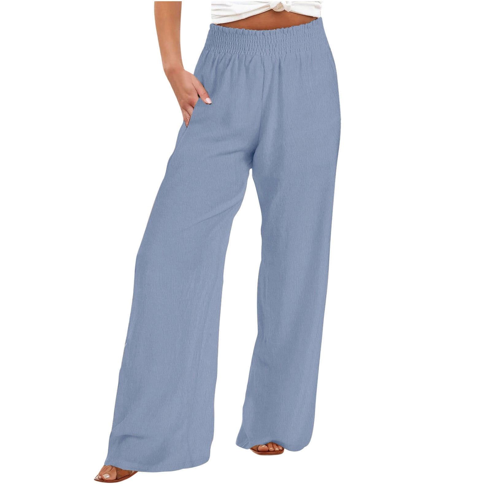 Click here for Aherbiu Wide Leg Pants For Women Lightweight Cotto... prices