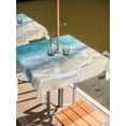 54x54 Square Tablecloth, Aqua Blue Beach Outdoor Tablecloth with ...