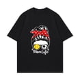 Black T Shirt With Mom Life Baseball And Soccer Ball Sunglasses Print ...