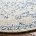 SAFAVIEH Micro-Loop Braylon Floral Area Rug, Ivory/Blue, 9' x 9' Round ...