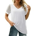 MOSHU Women's Swiss Dot Puff Sleeve V-Neck Blouse for Summer, Dressy and Elegant Casual Tops ...