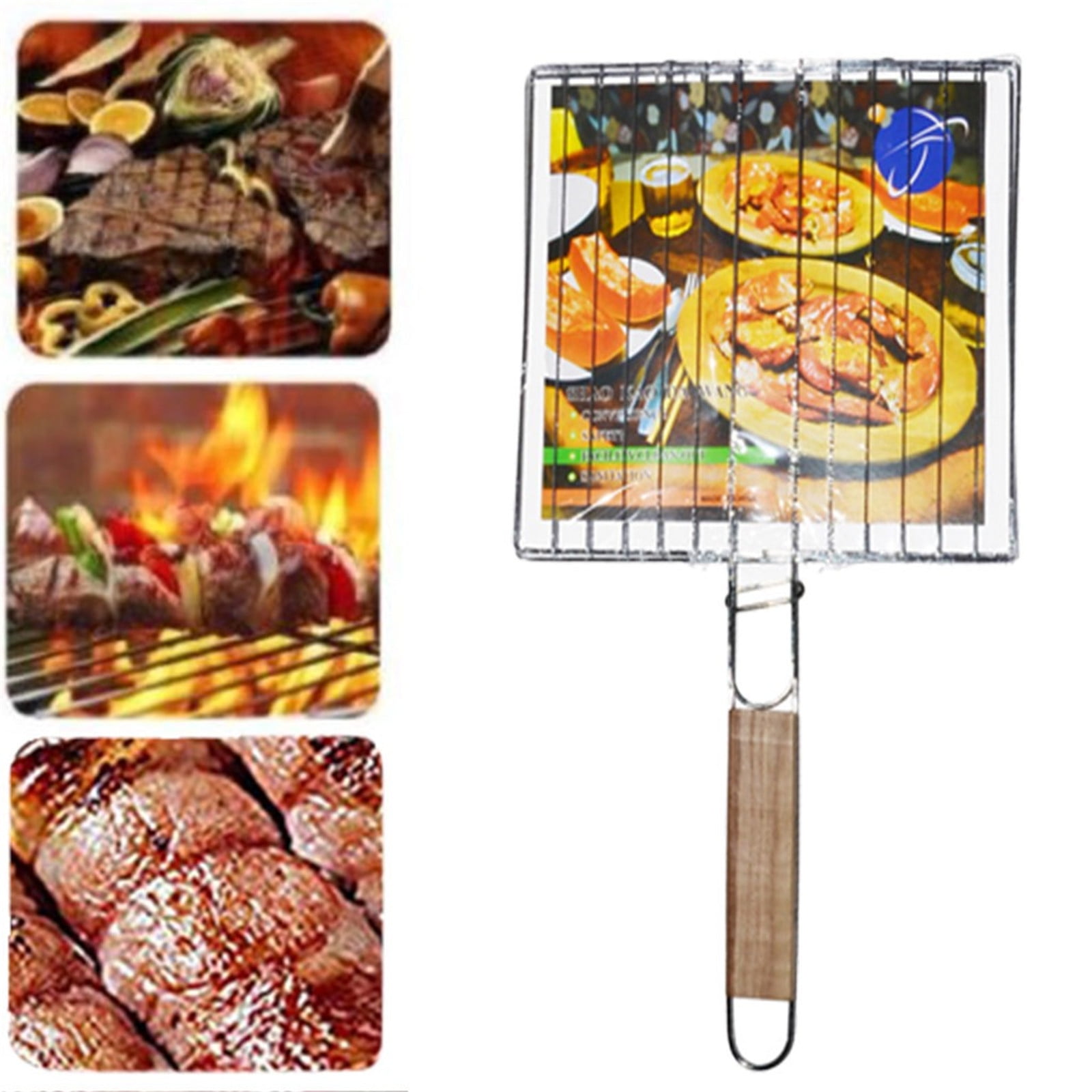 RKZDSR Foldable Barbecue Grilling Basket Grill BBQ Net Steak Meat Fish ...