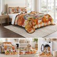 78x90in Quilt Bedding Set, Thanksgiving Pumpkin Farmhouse Lightweight ...