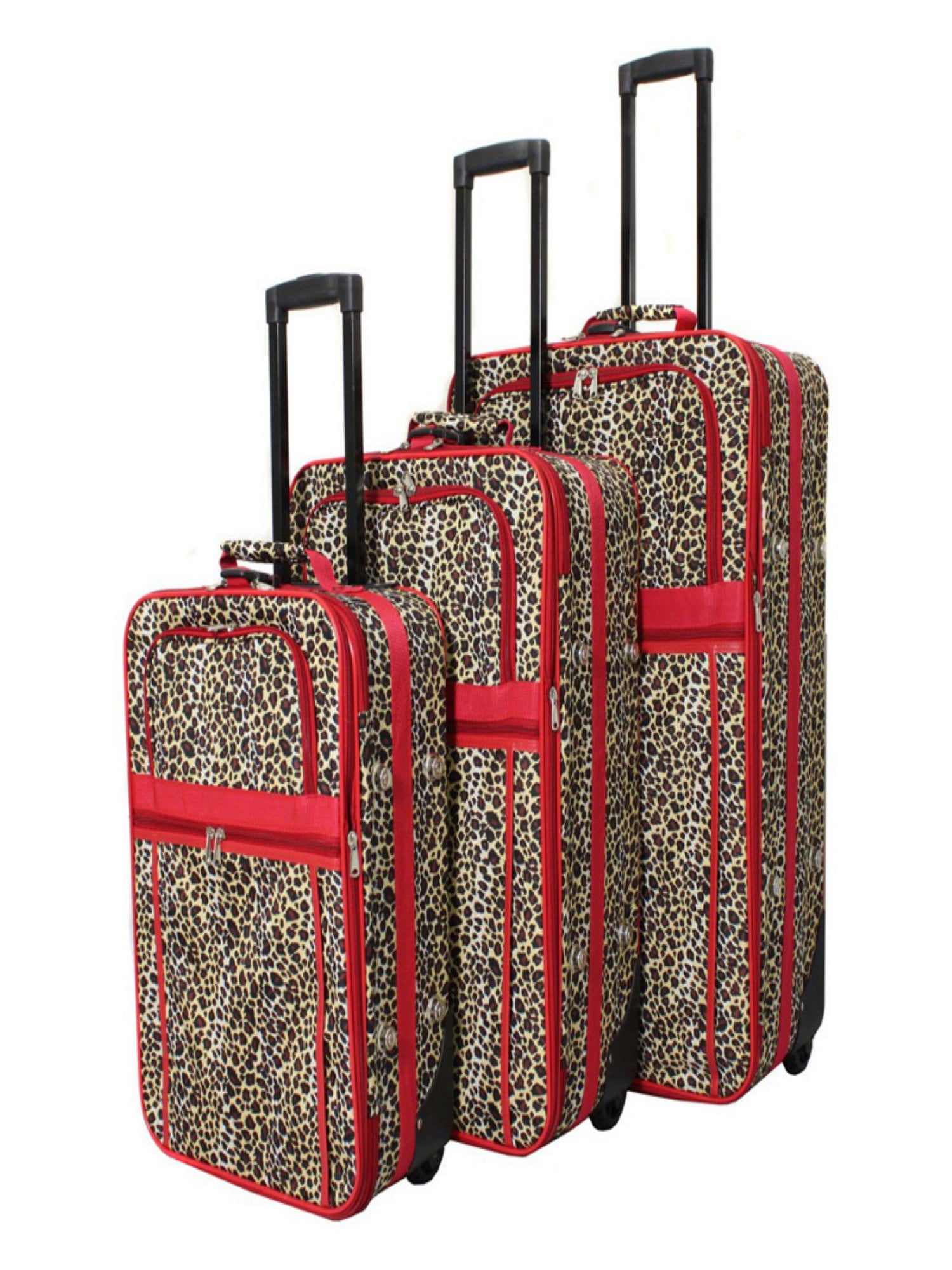 Leopard 3 Piece Expandable Upright Luggage Set - Walmart.com