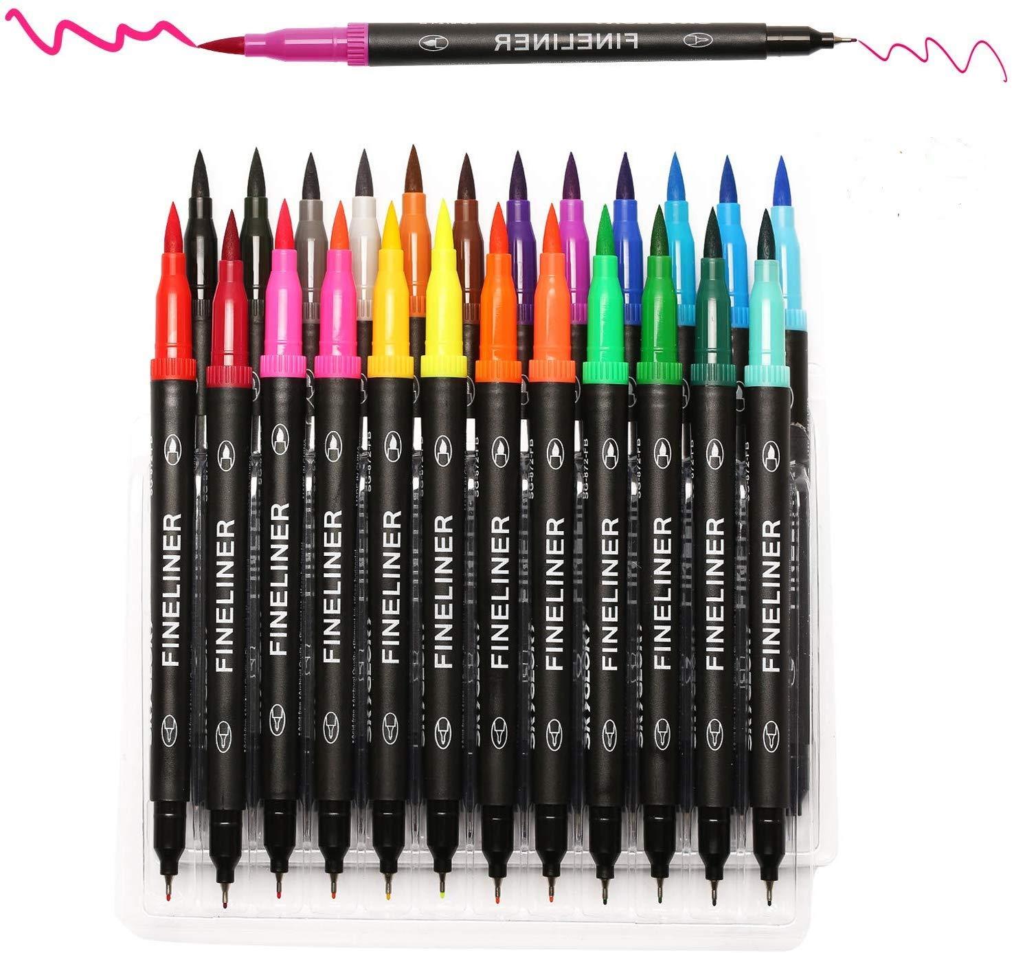 Dual Markers Brush Pen Brush Tips Colored Fine Point Pen Set For Dual Markers Brush Pen Brush Tips Colored Fine Point Pen Set For