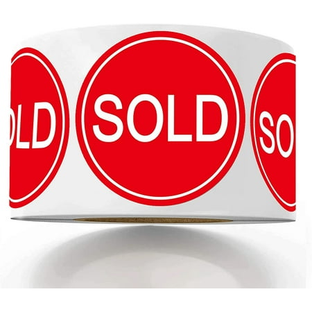 2 Inch Red "Sold" Stickers Adhesive Round Dots Inventory Control Retail ...