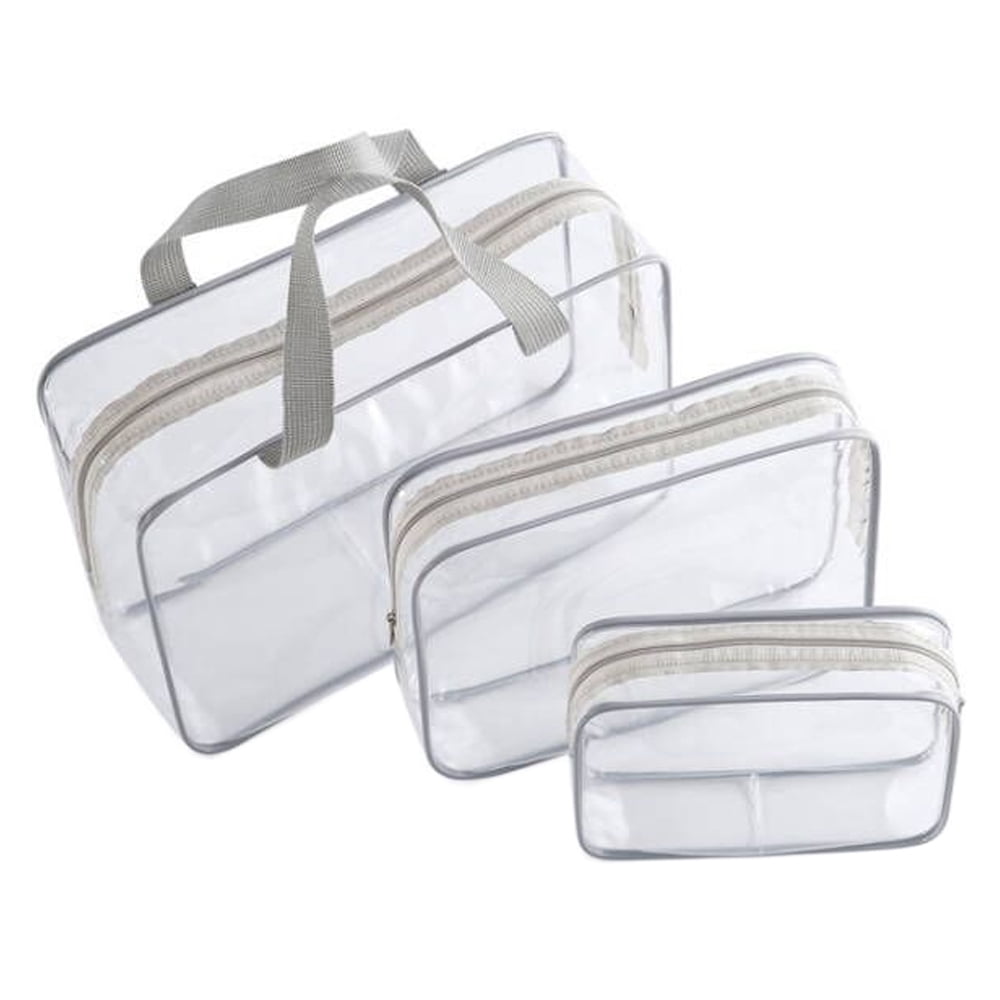 3Pcs Crystal Clear PVC Travel Toiletry Bag Kit for Women Men ...