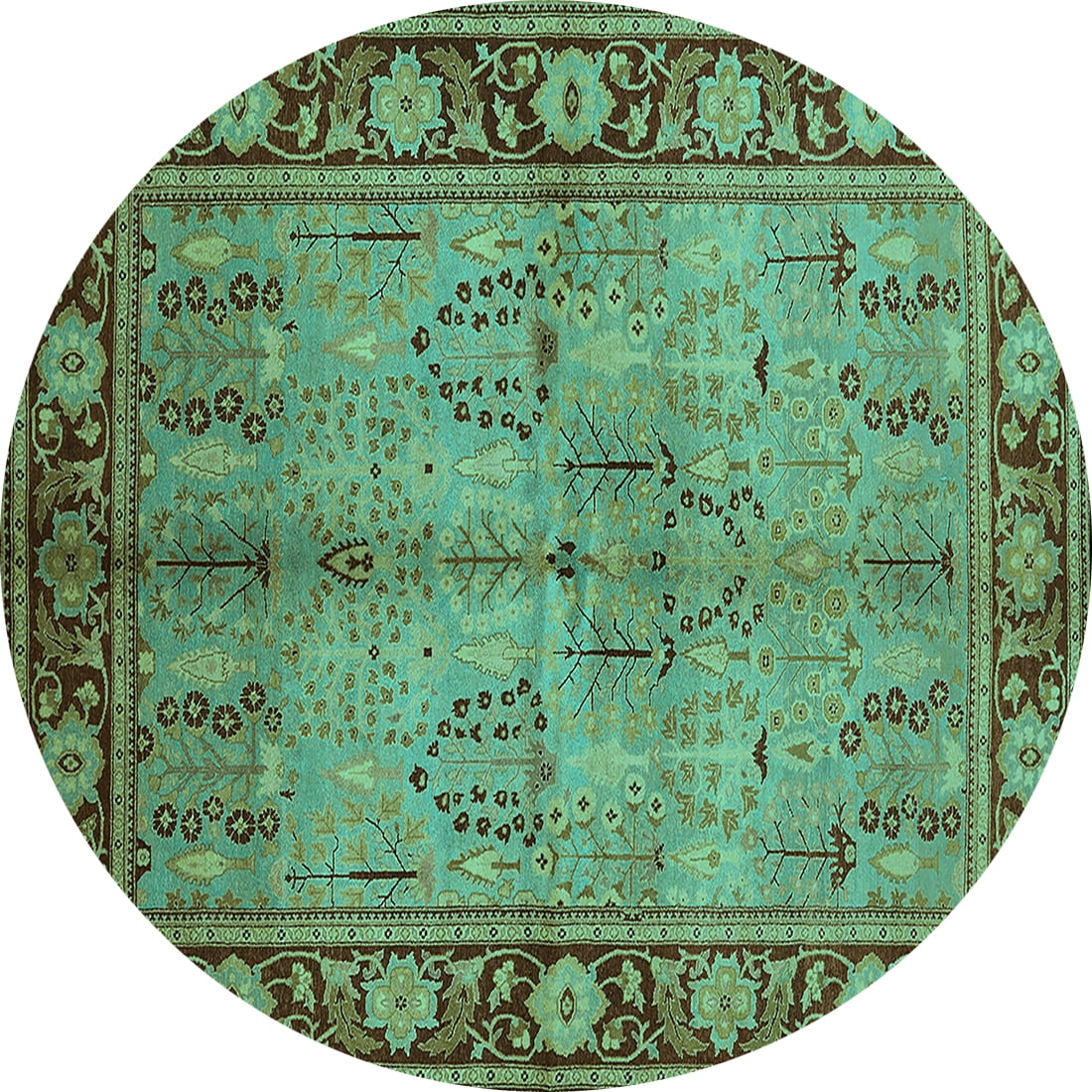 Ahgly Company Indoor Round Oriental Turquoise Blue Industrial Area Rugs ...